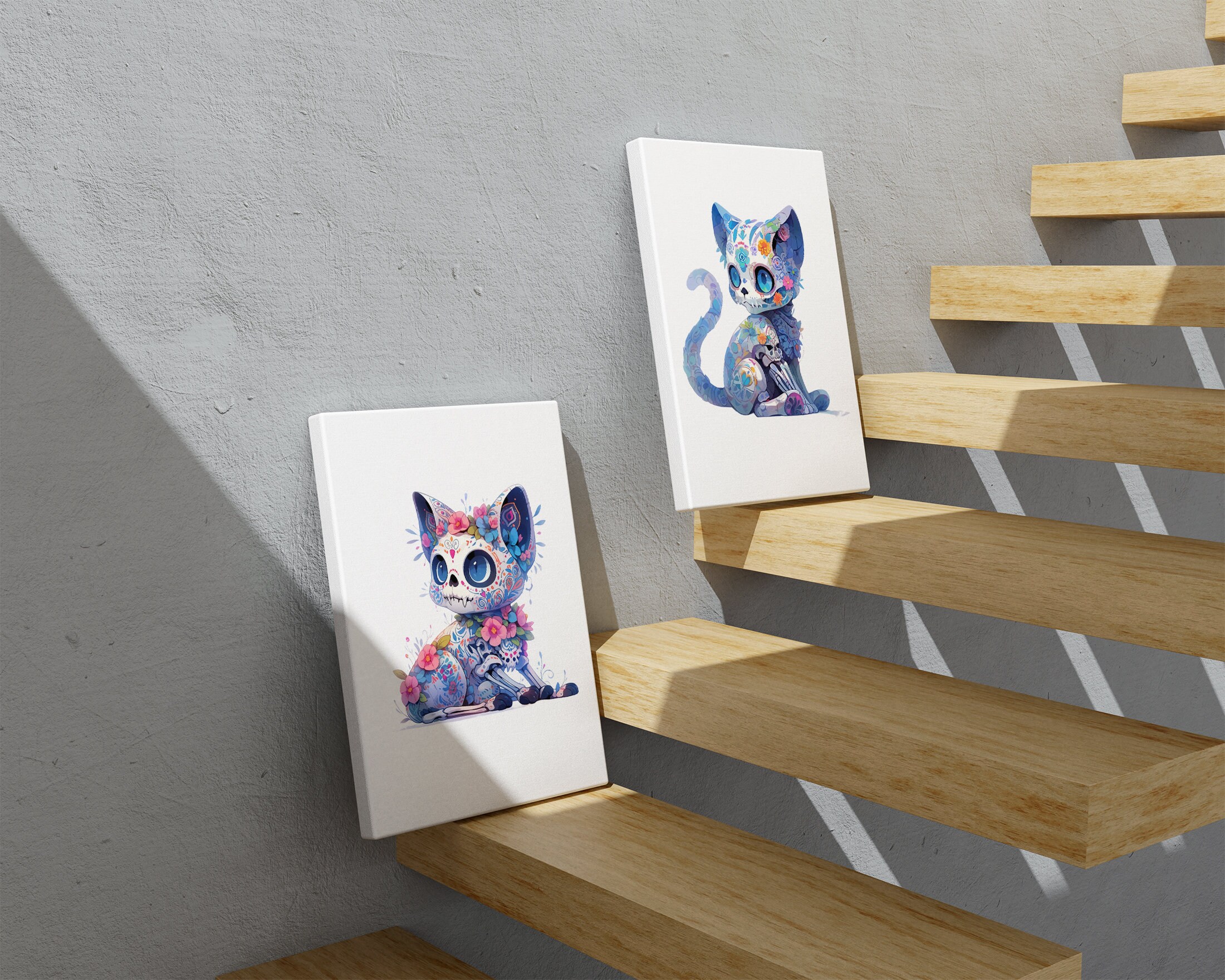 Enchanting Sugar Cat Clipart Cute Skeleton Cat Sugar Skull - Etsy