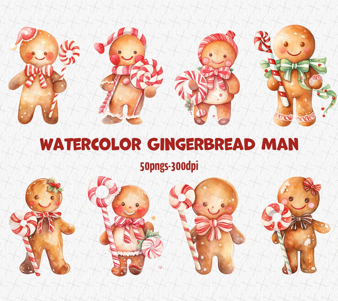 Watercolor Gingerbread Man Clipart| Gingerbread Man for Christmas ...