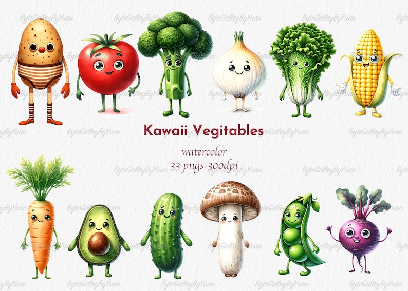 Cute Veggies Clipart, Vegetables PNG, Watercolor Veggie, Kids PNG ...