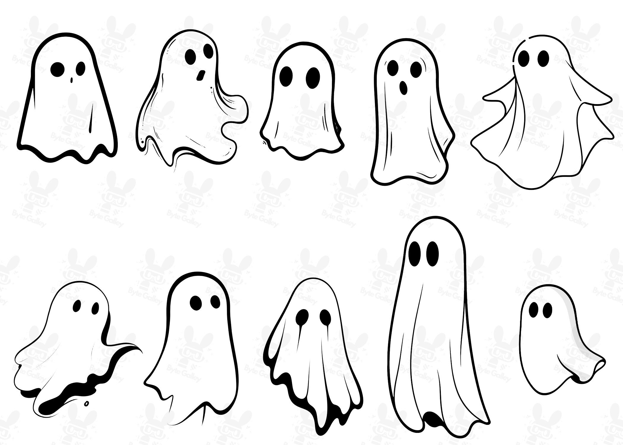 Halloween Ghost PNG Ghost SVG Cute Ghost Bundle Cute Ghost Png ...