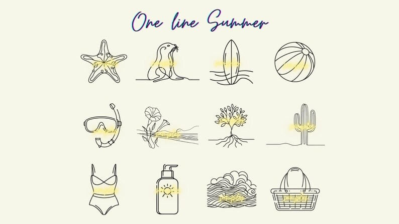 Summer Beach Line Art SVG PNG: Vacation Clipart (digital Files) - Etsy