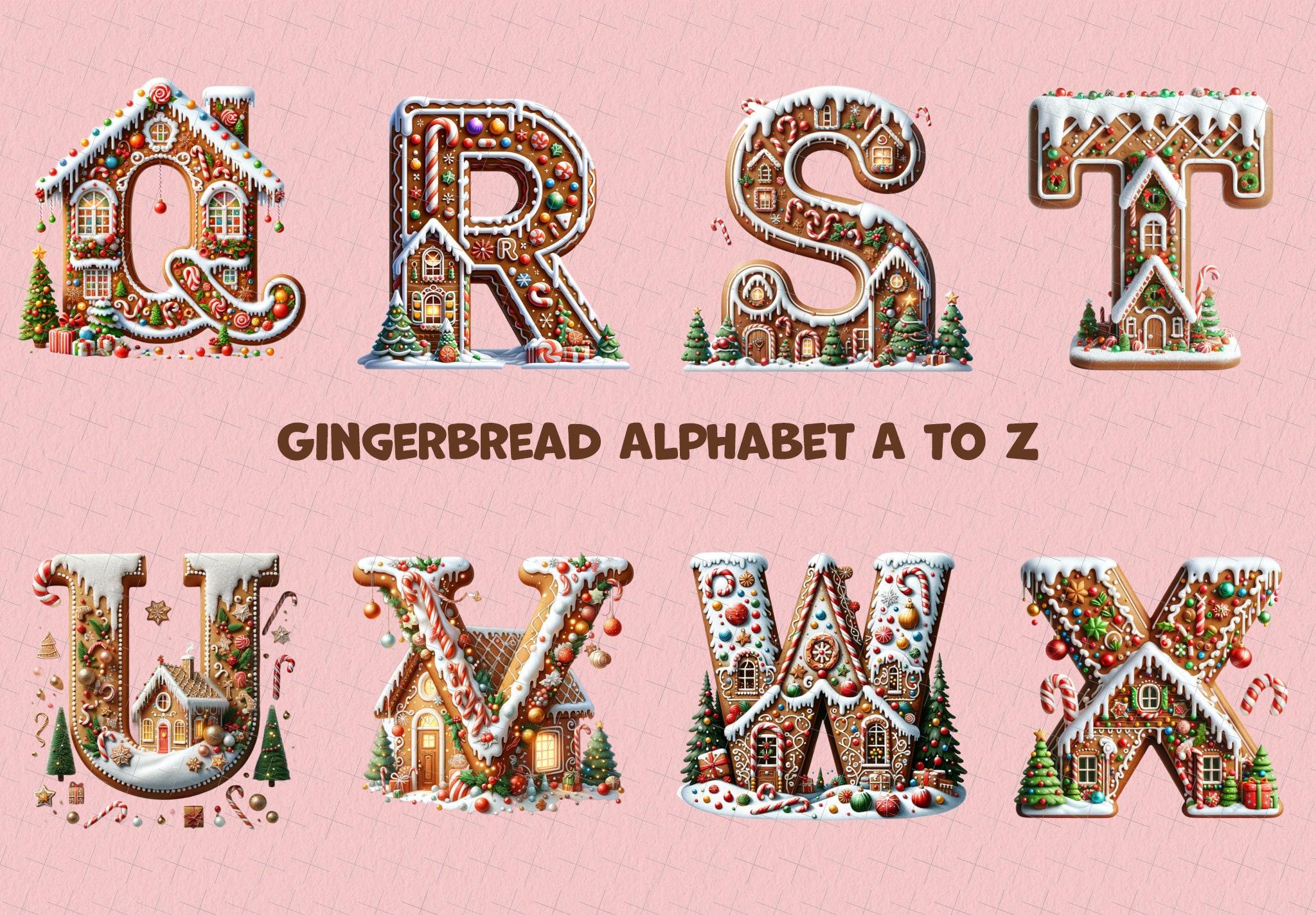 Gingerbread Alphabet, Letters Png, Alphabet Png, Christmas Sticker ...