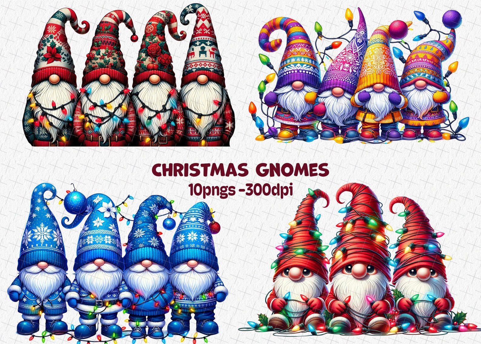Christmas Gnomes PNG Clipart: Holiday Sublimation Design (digital ...