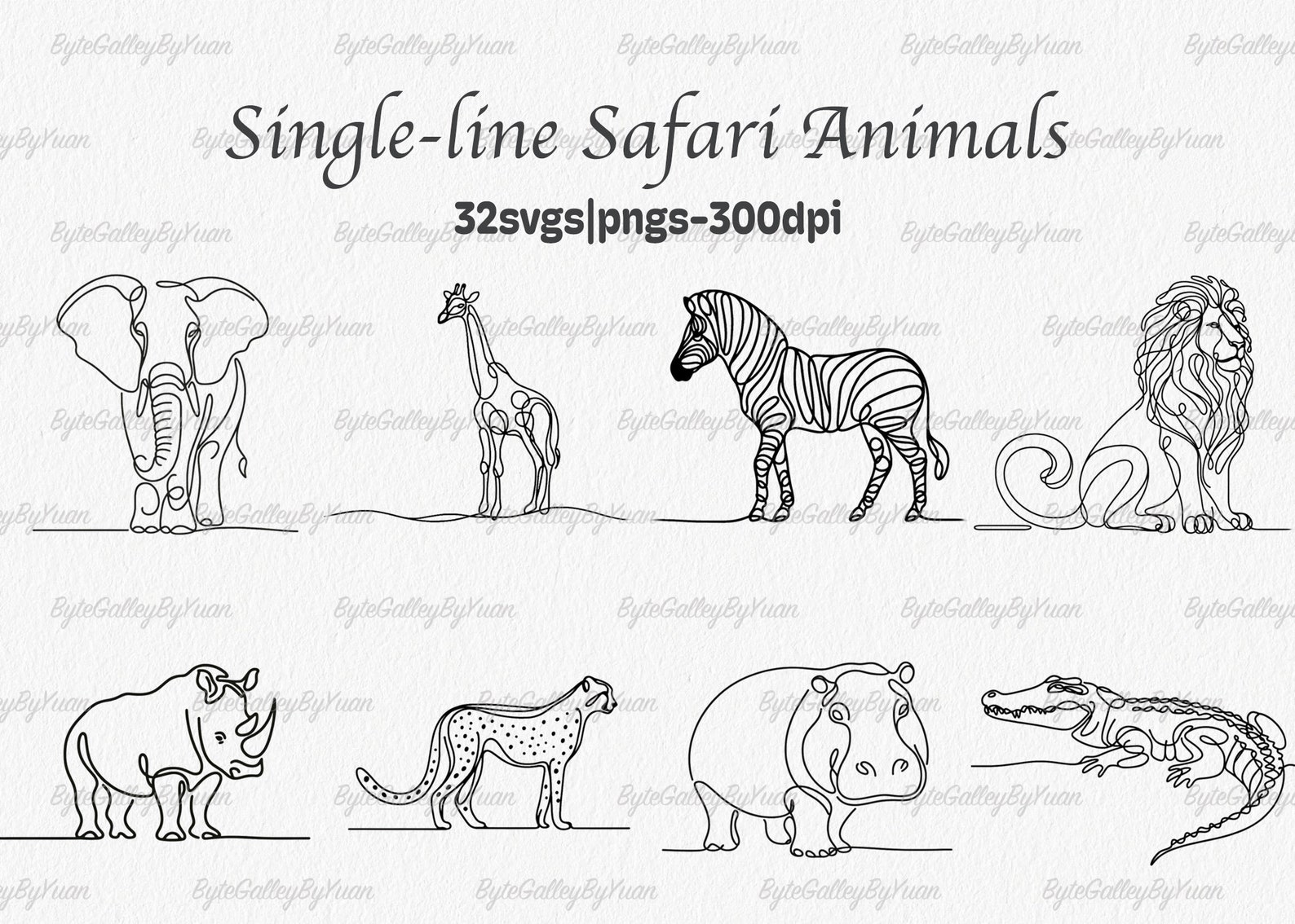 Safari Animals Line Art Vector Svg, Forest Animals Outline, Safari ...