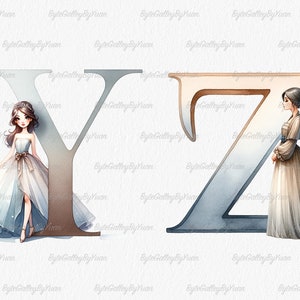 Watercolor Princess Alphabet, Letters Png, Alphabet Png, Elegant ...