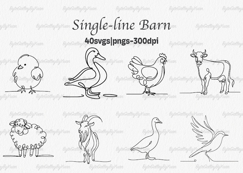 Farm Animals Line Art Vector Svg, Barn Animals Outline, Farm Animals ...