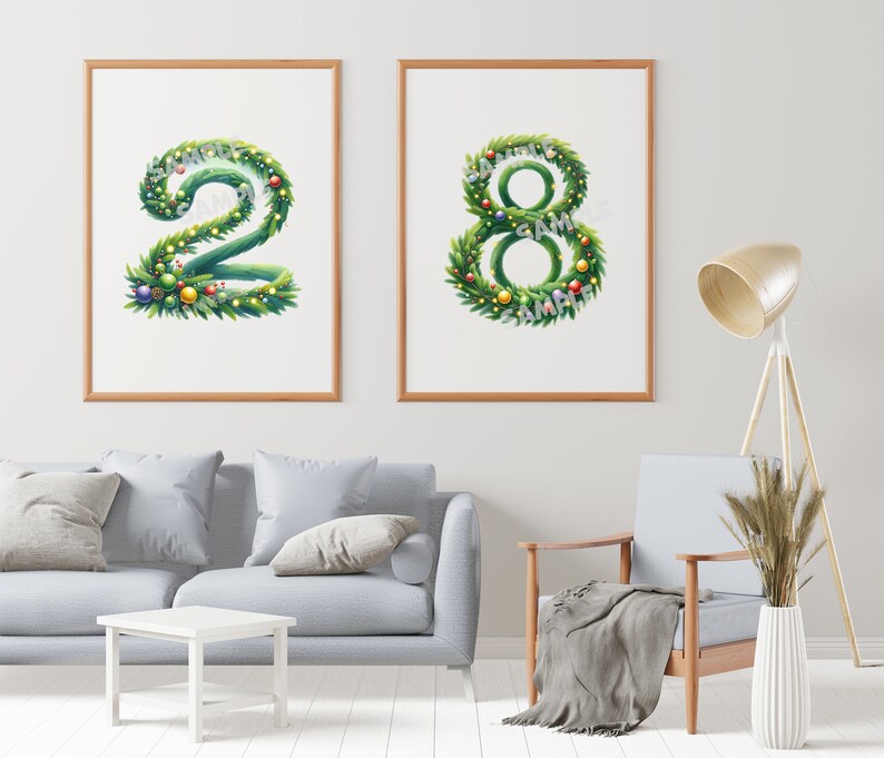 Christmas Branch Numbers Clipart Commercial Use Vector - Etsy