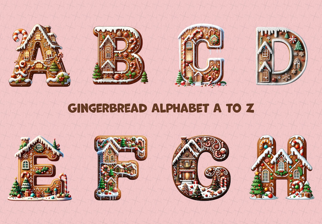 Gingerbread Alphabet, Letters Png, Alphabet Png, Christmas Sticker ...