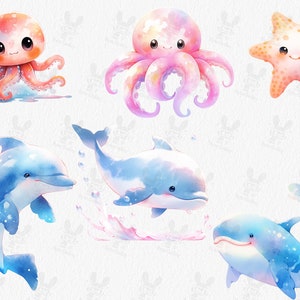 Fish Clipart, Watercolor Fish Under the Sea Clip Art, Dolphin Clipart ...