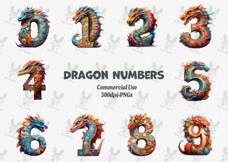 Dragon Numbers Clipart, Clipart Commercial Use, Vector Graphics ...