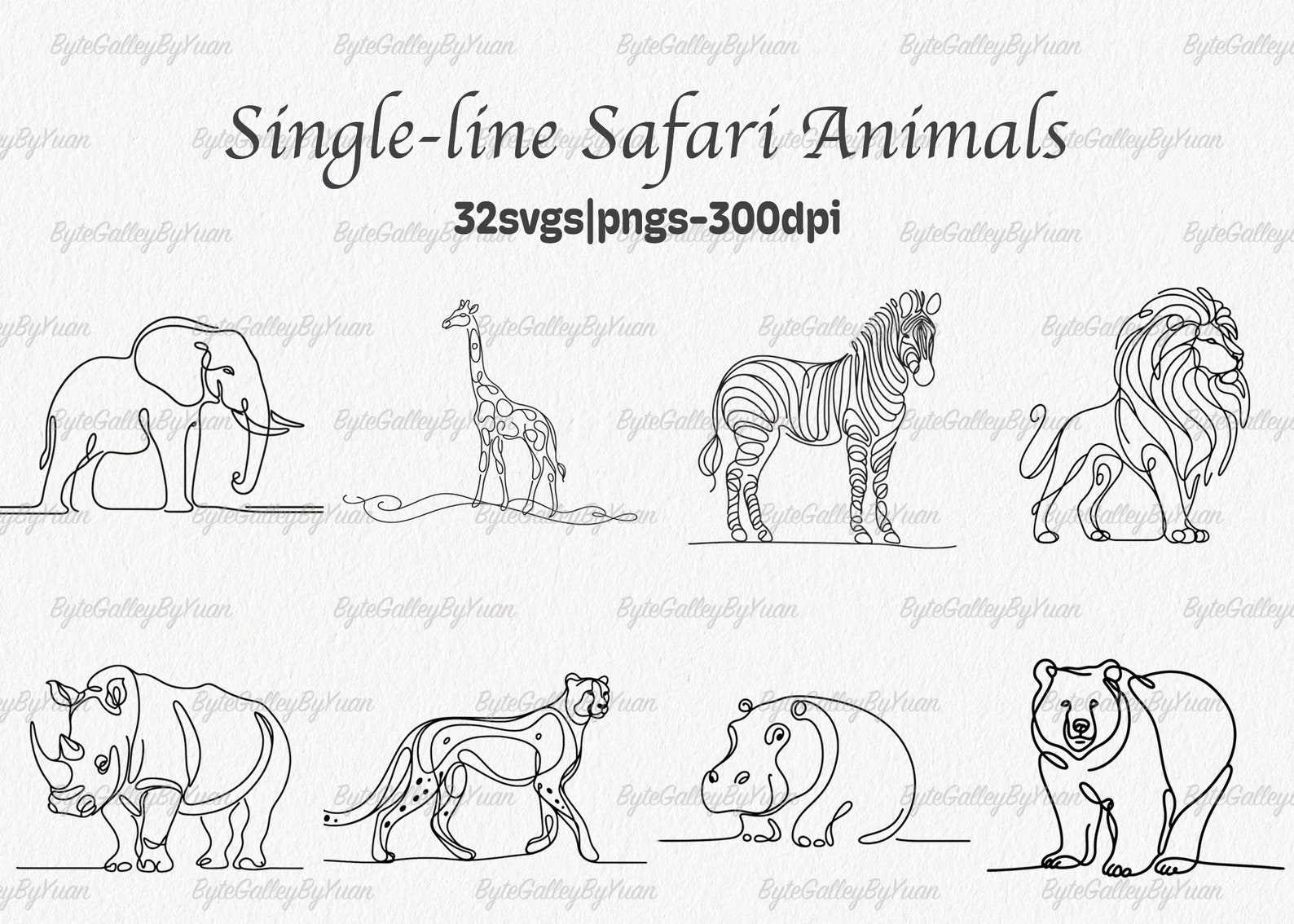 Safari Animals Line Art Vector Svg, Forest Animals Outline, Safari ...