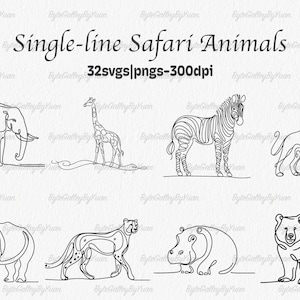 Safari Animals Line Art Vector Svg, Forest Animals Outline, Safari ...