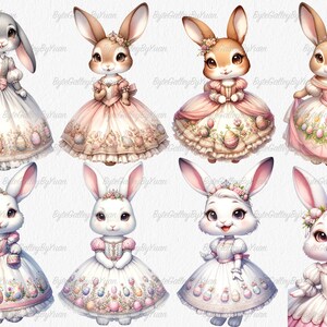 Watercolor Easter Bunny Princess Collection Clipart, 30 PNG Nursery ...