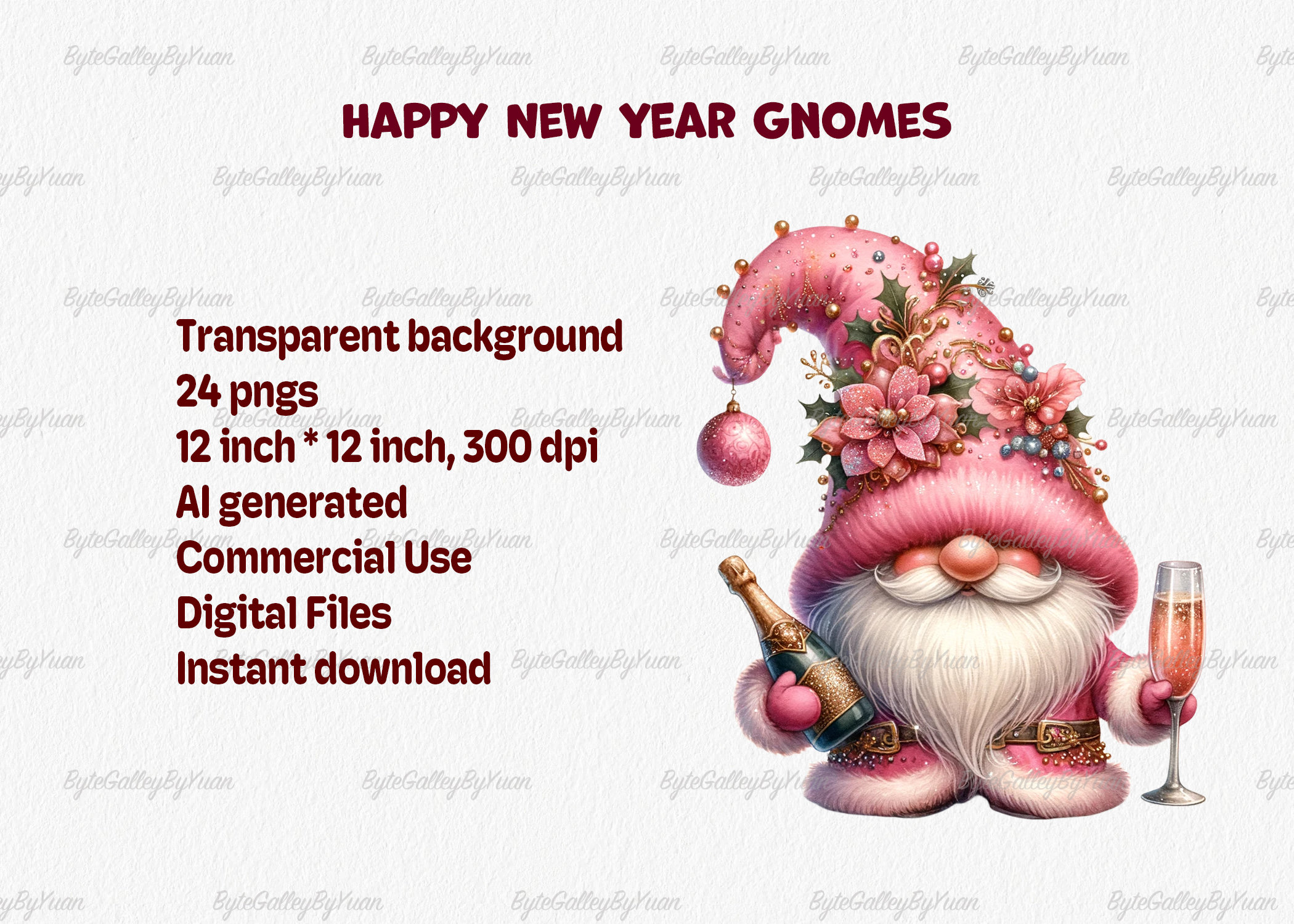 Happy New Year Gnomes Sublimation Design, Happy New Year Png, Gnomes ...