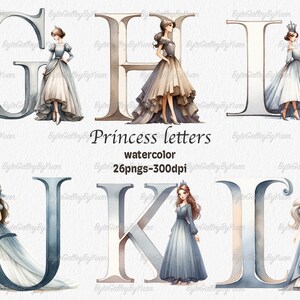 Watercolor Princess Alphabet, Letters Png, Alphabet Png, Elegant ...