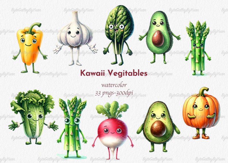 Cute Veggies Clipart, Vegetables PNG, Watercolor Veggie, Kids PNG ...