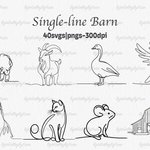 Farm Animals Line Art: Barnyard Outline SVG PNG (digital) - Etsy
