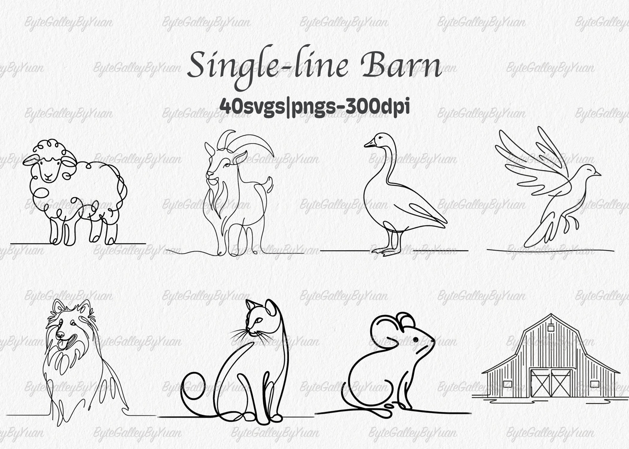 Farm Animals Line Art Vector Svg, Barn Animals Outline, Farm Animals ...