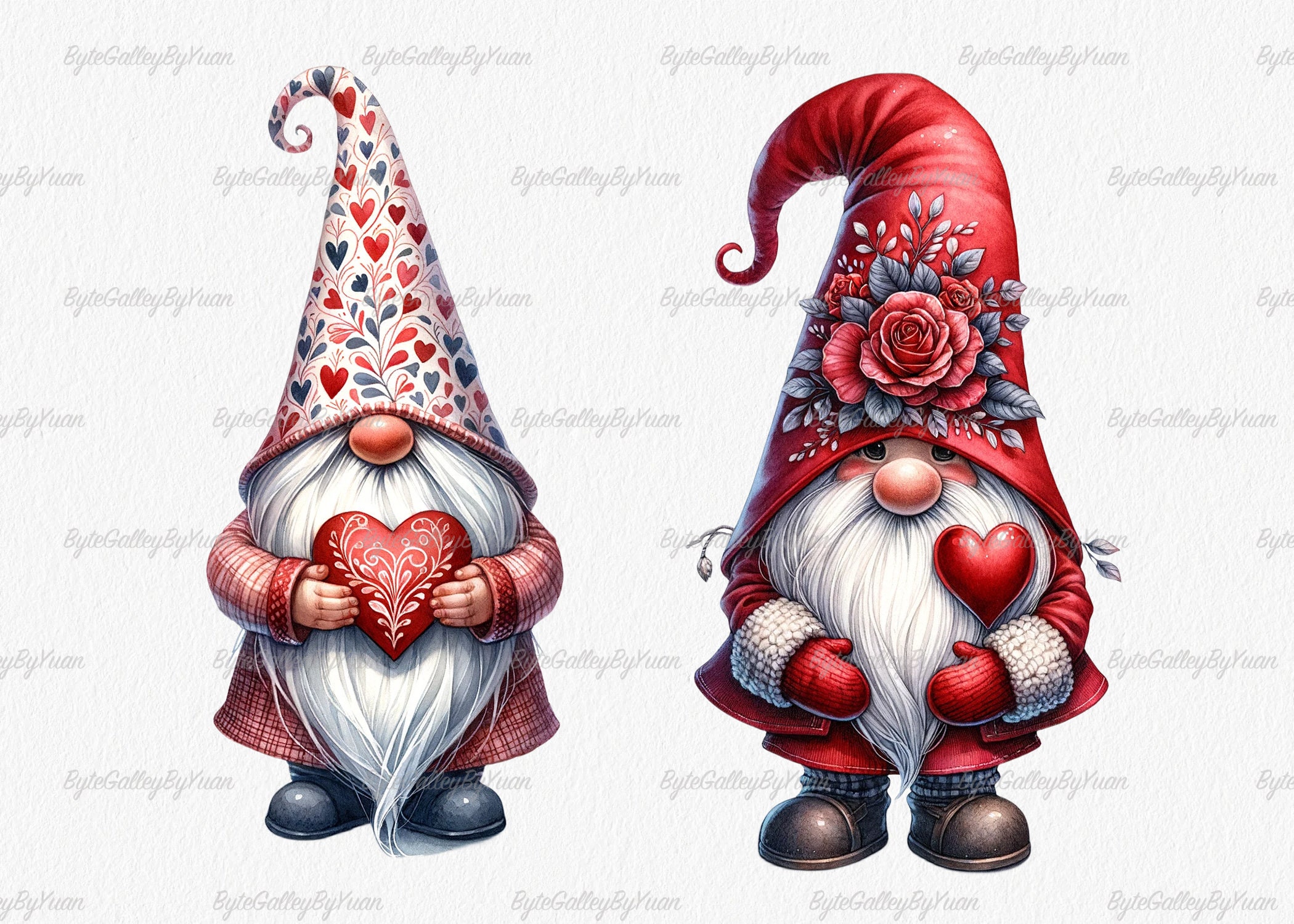 Rose Gnome PNG Clipart. Valentine's Day Gnome Cute Watercolor Clipart ...