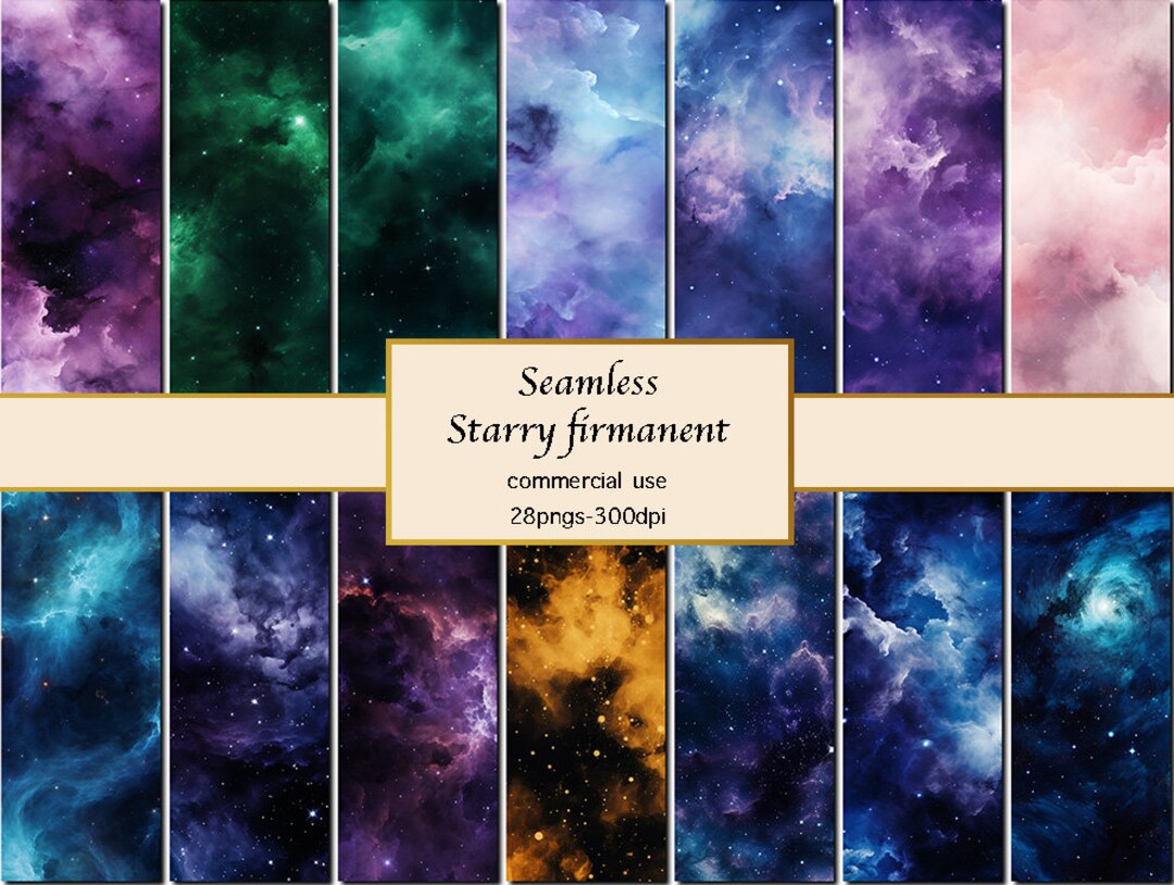 Starry Galaxy Digital Paper: Seamless Star Textures (PNG, Commercial ...