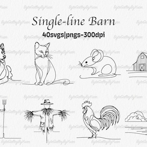 Farm Animals Line Art Vector Svg, Barn Animals Outline, Farm Animals ...