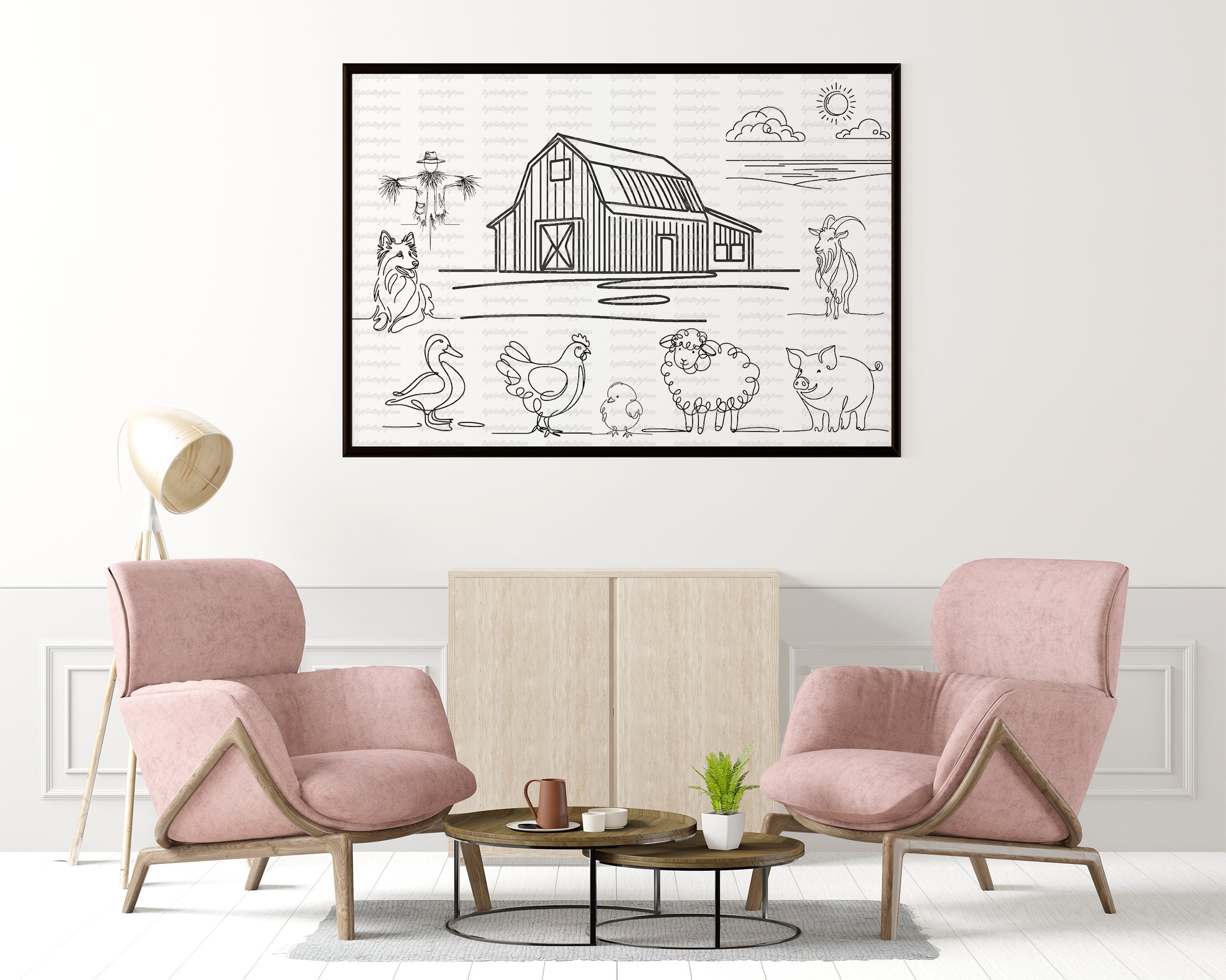 Farm Animals Line Art: Barnyard Outline SVG PNG (digital) - Etsy