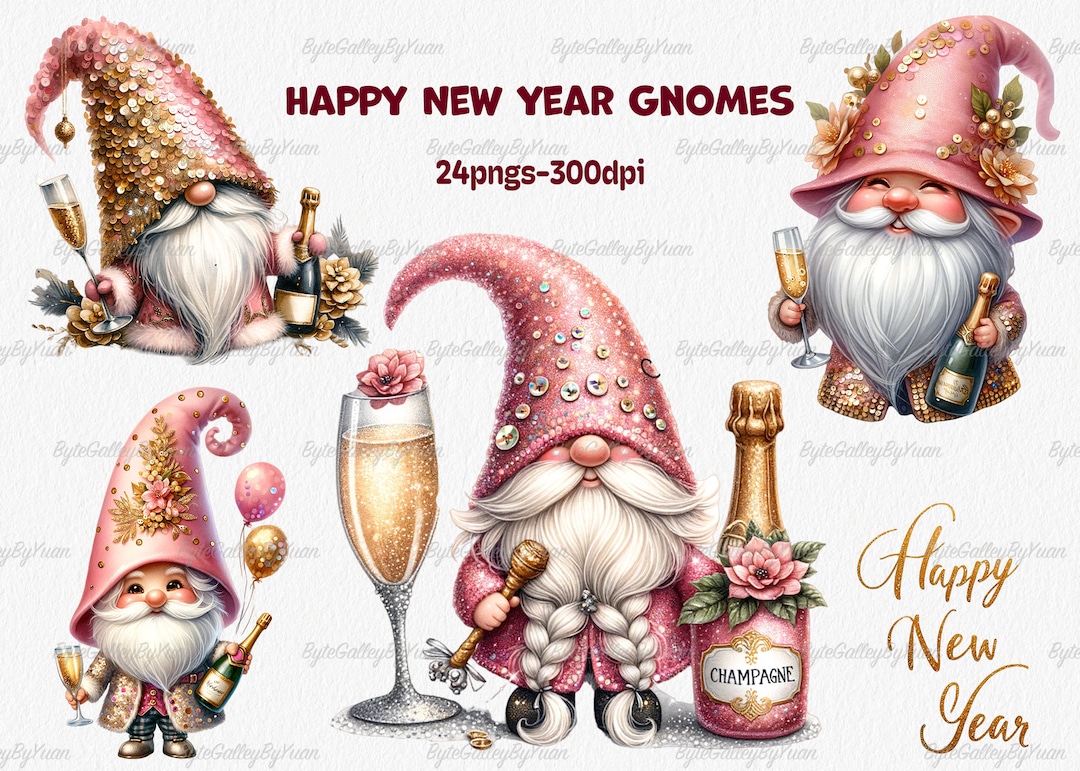Happy New Year Gnomes Sublimation Design, Happy New Year Png, Gnomes ...