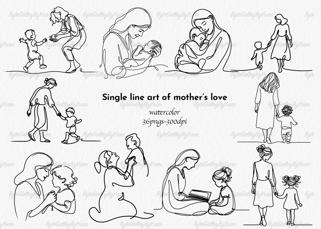 Mother & Child Line Art SVG PNG: Mommy Silhouette (digital Download) - Etsy
