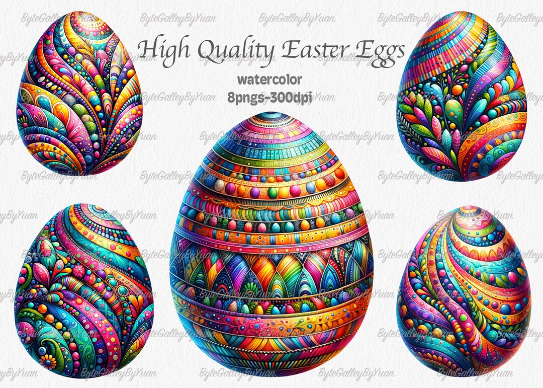 Watercolor Easter Eggs Clipart, High Quality Easter Holidays Clipart ...
