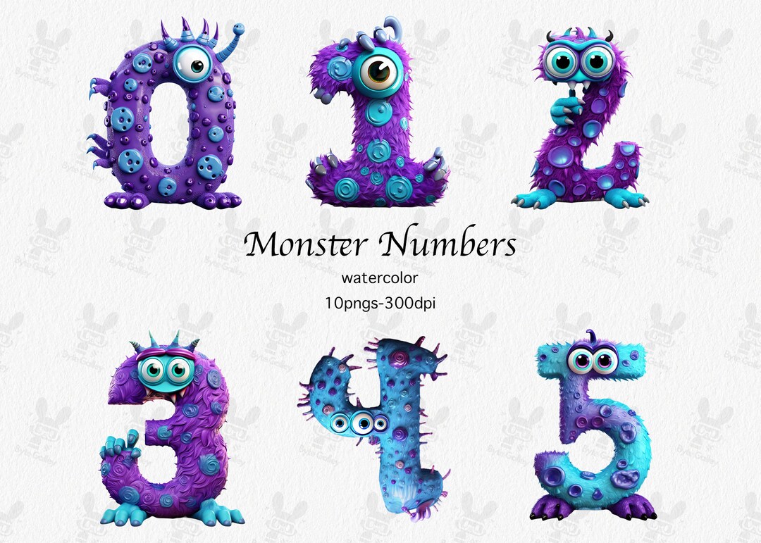 Monster Numbers Clipart: PNG Vector Graphics, Nursery Decor (digital ...