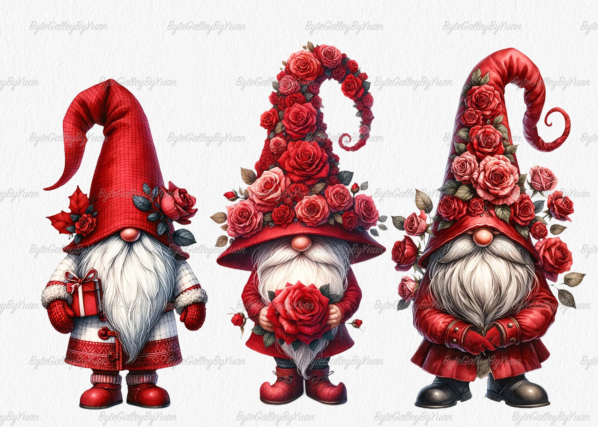 Rose Gnome PNG Clipart. Valentine's Day Gnome Cute Watercolor Clipart ...