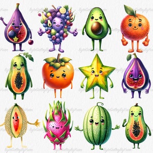 Cute Fruits Clipart, Fruits PNG, Watercolor Tropical Fruits, Kids PNG ...