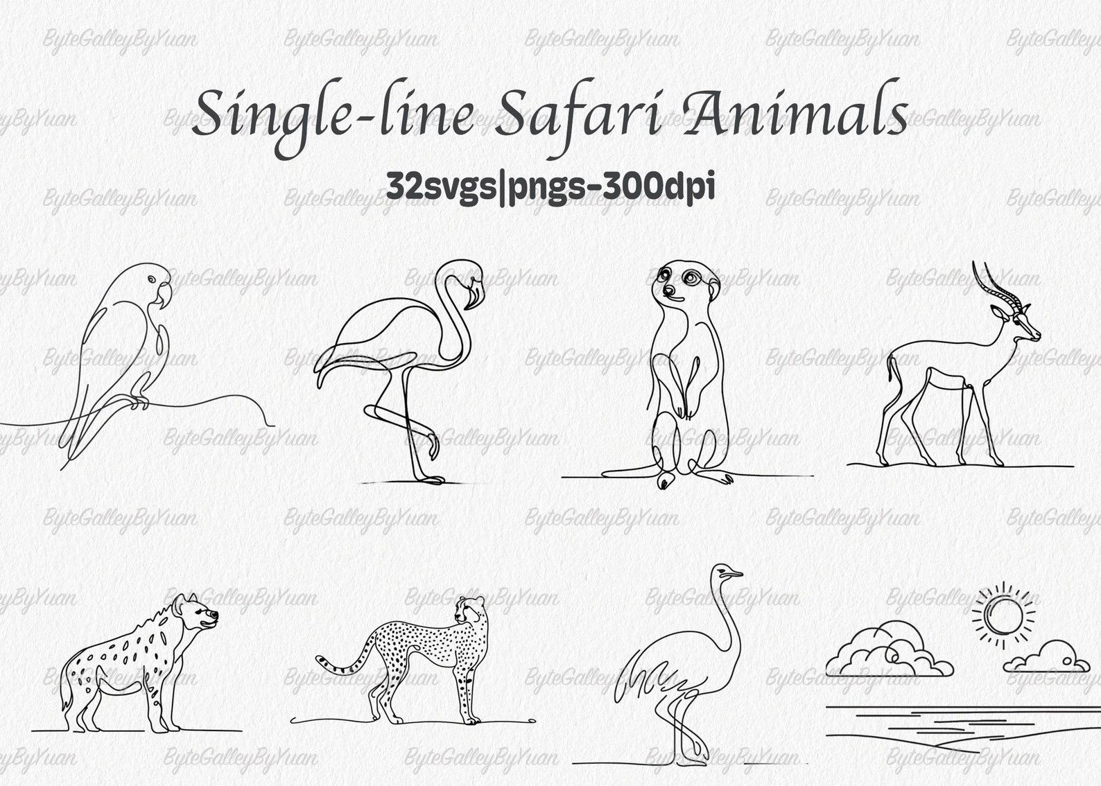Safari Animals Line Art Vector Svg, Forest Animals Outline, Safari ...