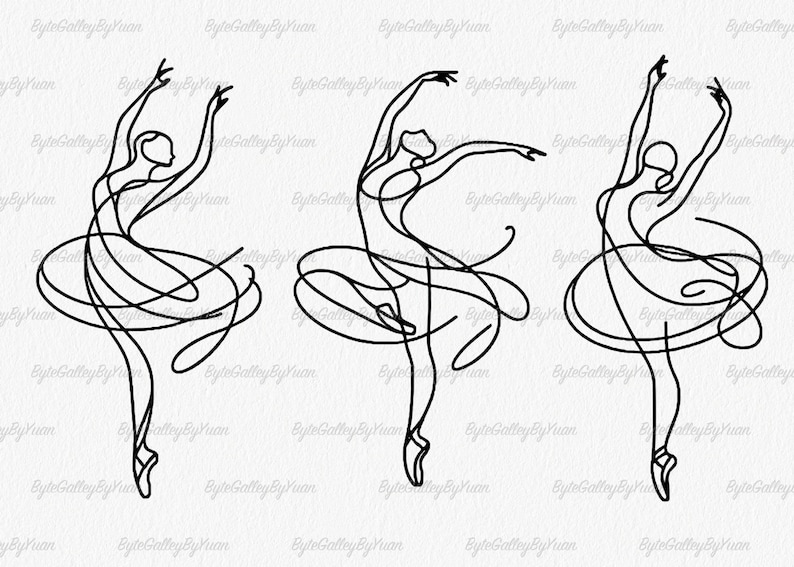 Ballerina Line Art Vector Svg, Ballerina Outline, Ballet Svg, Dancer ...