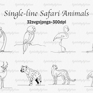 Safari Animals Line Art Vector Svg, Forest Animals Outline, Safari ...