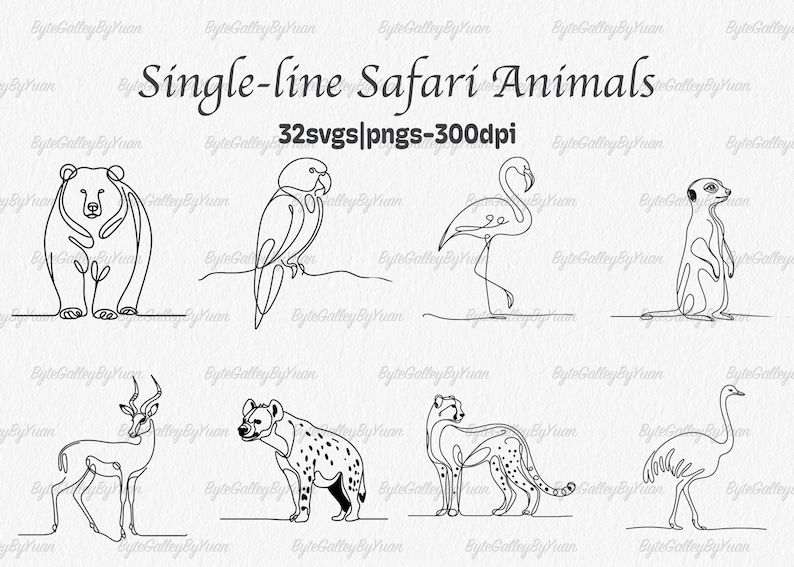 Safari Animals Line Art Vector Svg, Forest Animals Outline, Safari ...