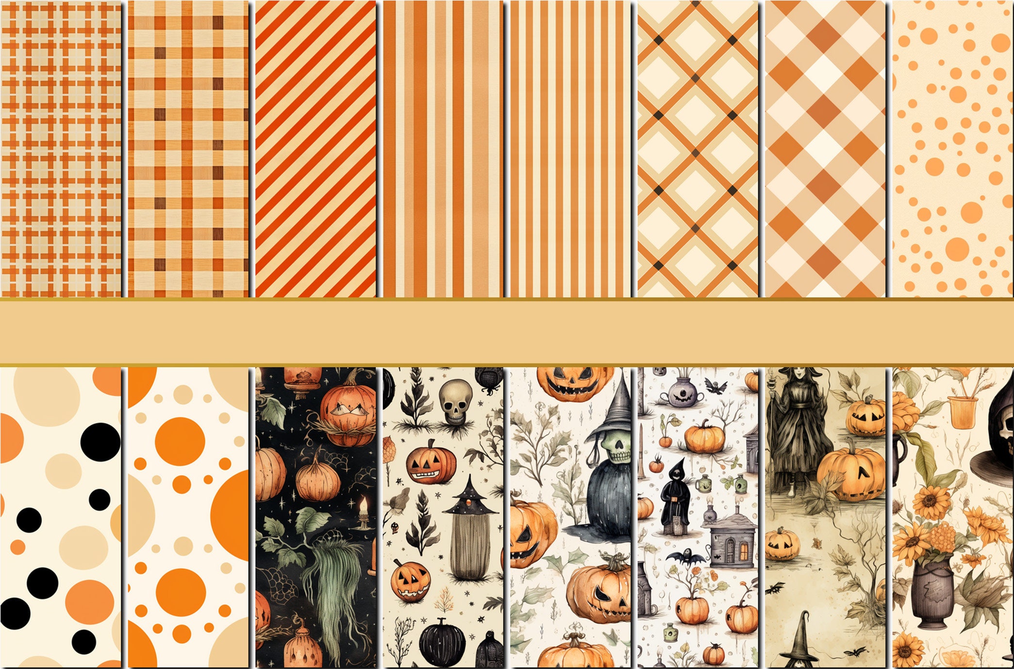 Retro Halloween Digital Paper Vintage Halloween Scrapbook - Etsy