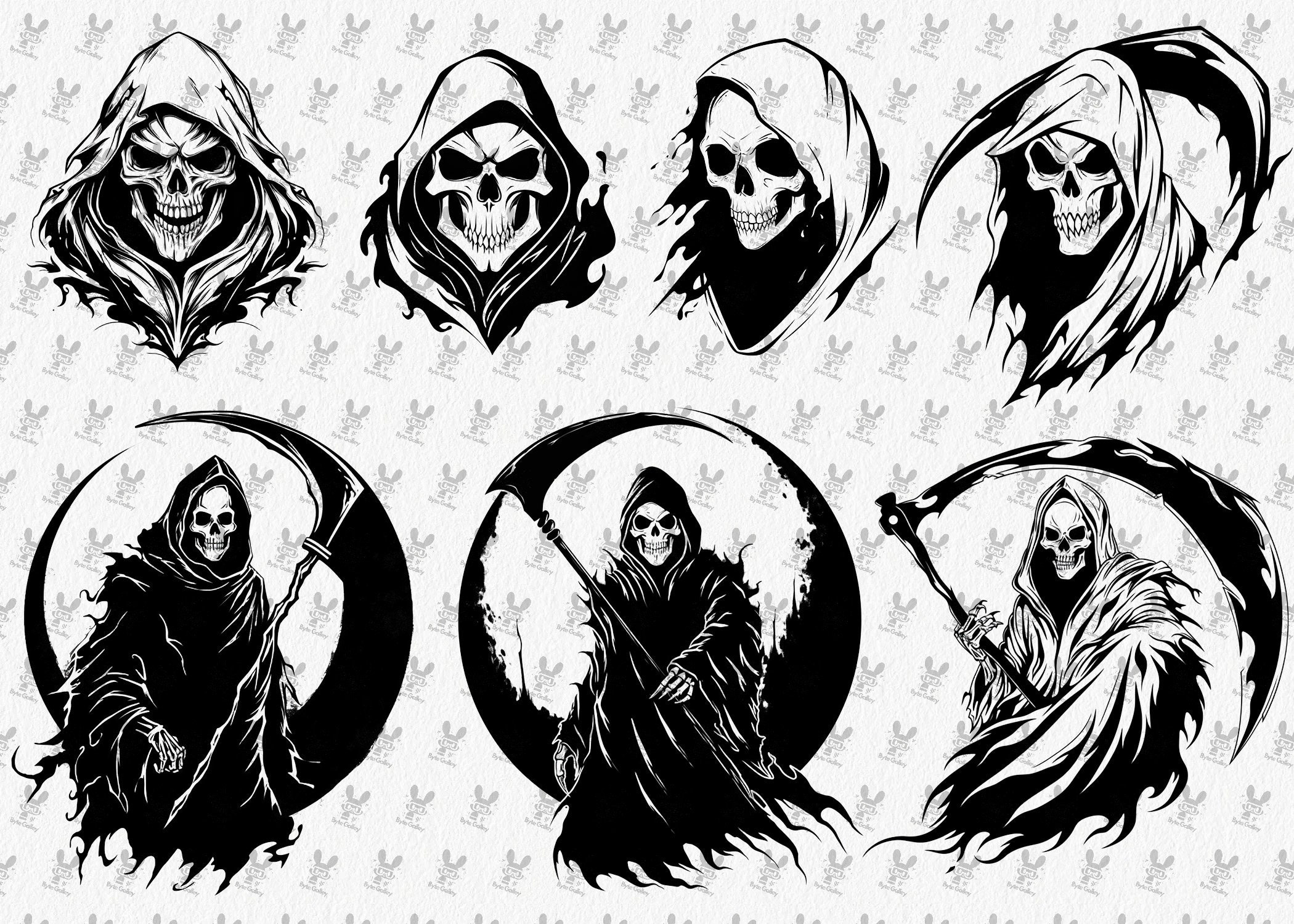 Grim Reaper Svg Bundle| Skeleton Svg Bundle| Death Svg | Horror T-shirt ...