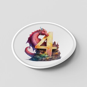 Watercolor Dragon Numbers Clipart: PNG Vector Graphics (digital ...