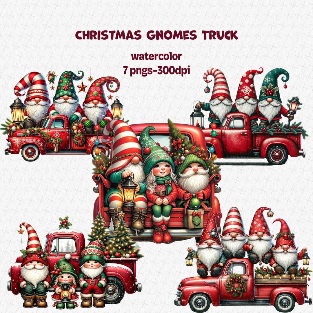 Christmas Gnomes Truck Sublimation Design,merry Christmas,gnomes Png ...