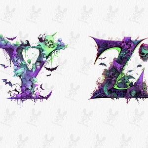 Halloween Alphabet Clipart: Skull & Bat Letters (PNG Bundle) - Etsy