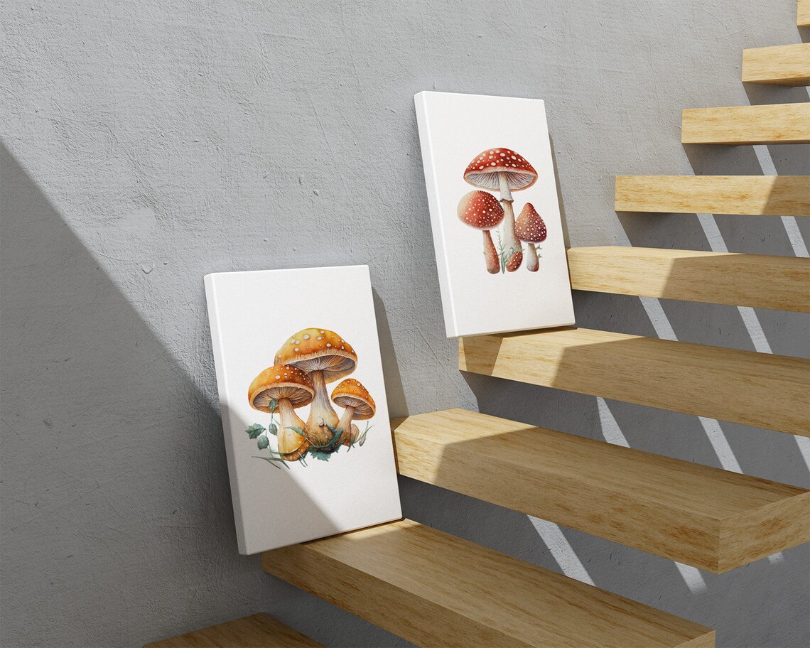 Mushroom Watercolor Clipart, Watercolor Forest Art, Fantasy Clipart ...