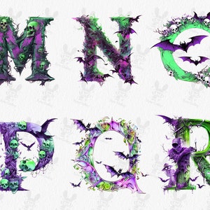 Halloween Alphabet Clipart: Skull & Bat Letters (PNG Bundle) - Etsy