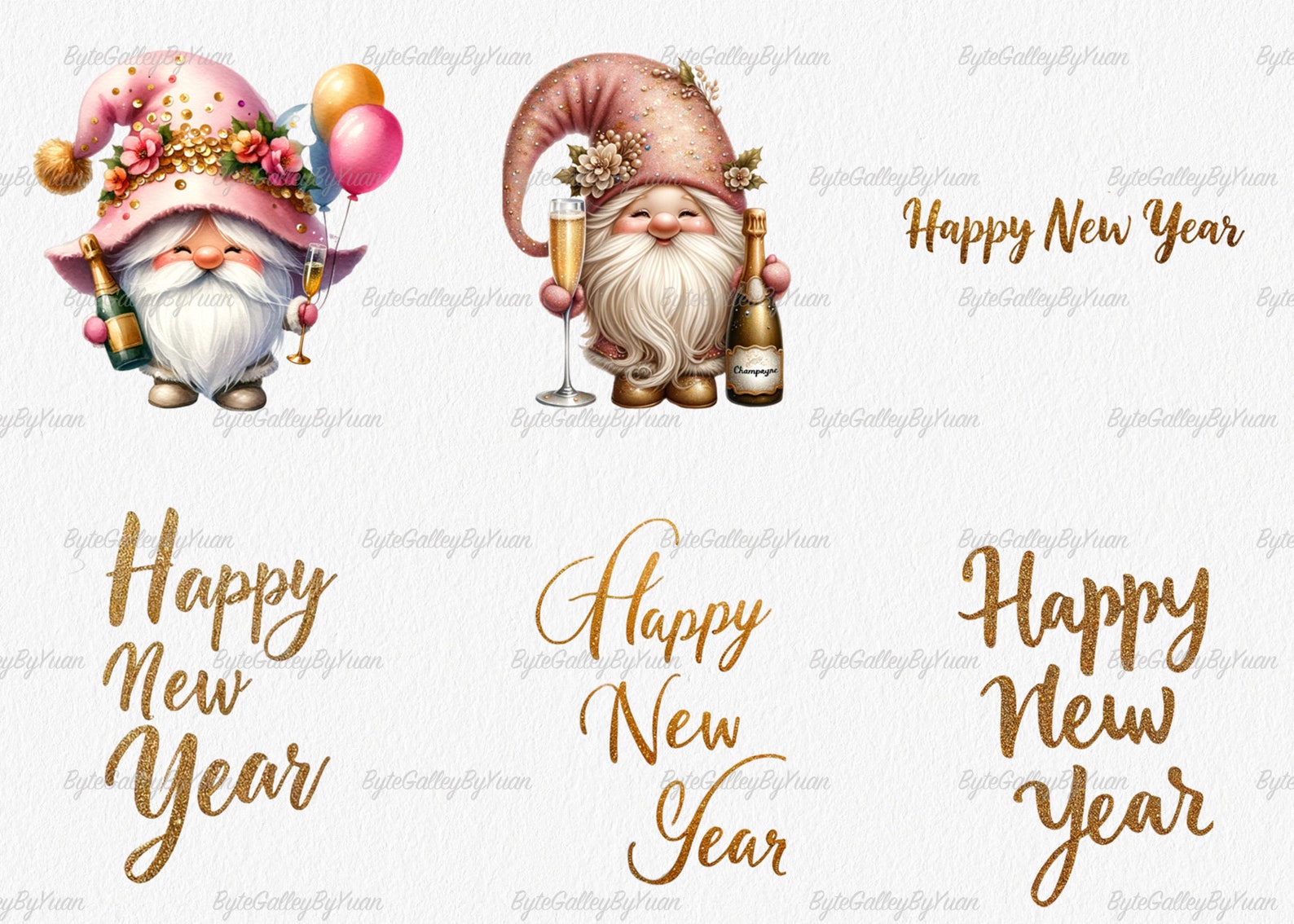 Happy New Year Gnomes Sublimation Design, Happy New Year Png, Gnomes ...