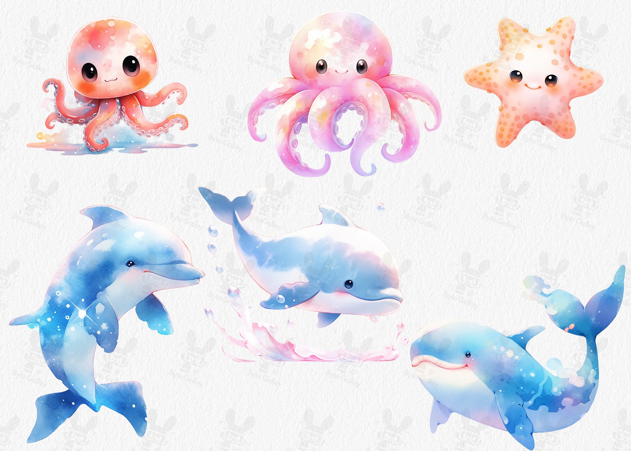 Fish Clipart, Watercolor Fish Under the Sea Clip Art, Dolphin Clipart ...