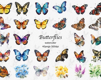 Monarch Butterfly Clipart Watercolor Butterfly PNG Floral Clipart ...
