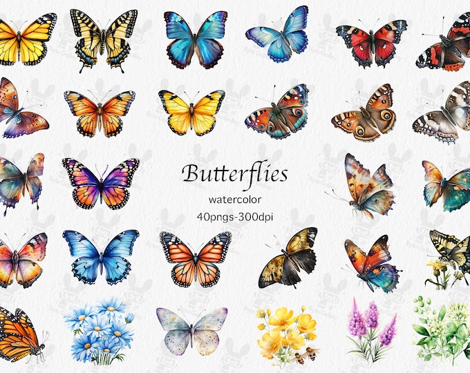 Monarch Butterfly Clipart | Watercolor Butterfly PNG | Floral Clipart ...