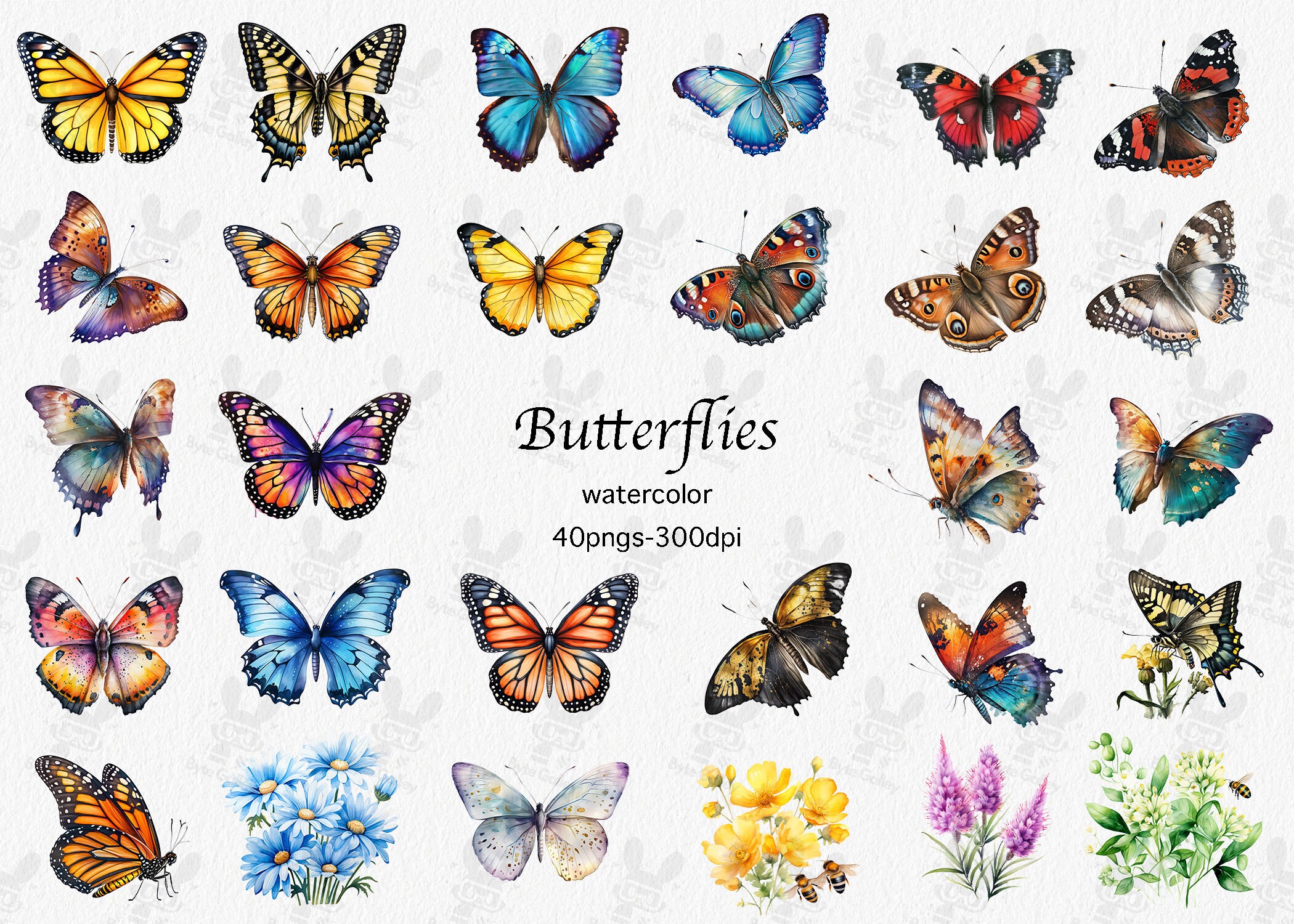 Monarch Butterfly Clipart Watercolor Butterfly PNG Floral Clipart ...