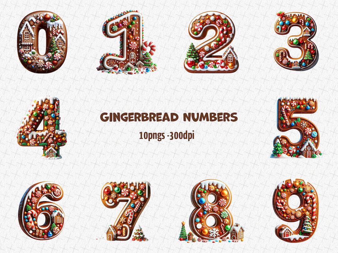 Gingerbread Numbers Clipart, Commercial Use, Vector Graphics, Digital ...
