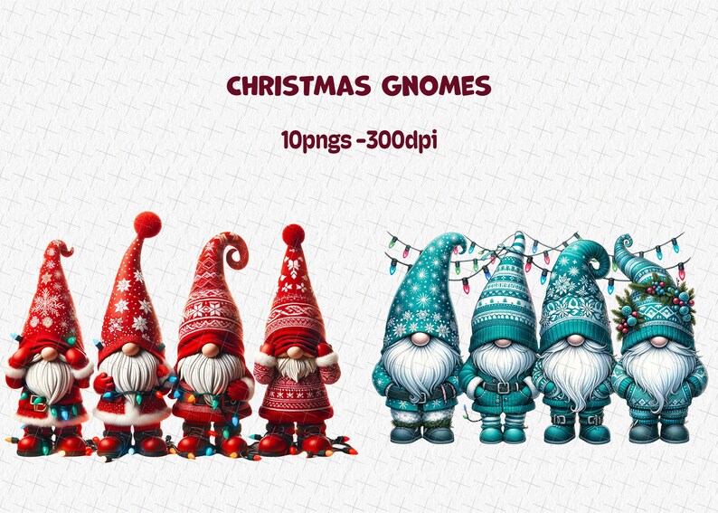 Christmas Gnomes PNG Clipart: Holiday Sublimation Design (digital ...